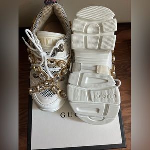 Gucci | Shoes | Gucci Sneaker With Detailed Gold Accent And Rhinestones ...